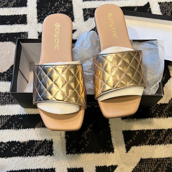 City Chic | Shoes | Rose Gold Slides | Poshmark